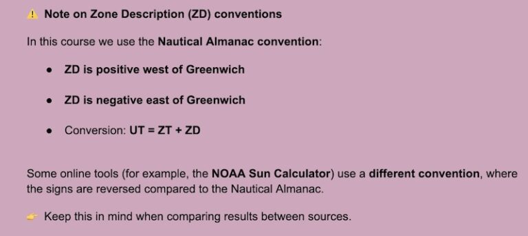 Local Apparent Noon Time at sea | easysextant.com